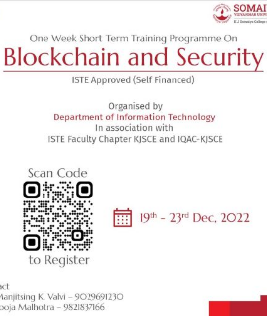 Blockchain and Security- AICTE-ISTE Approved (Self Financed) One Week ...